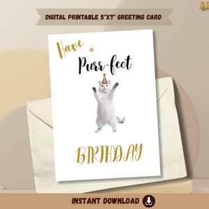 Printable Birthday Card Cat Birthday Card Funny Birthday Card Print at ...