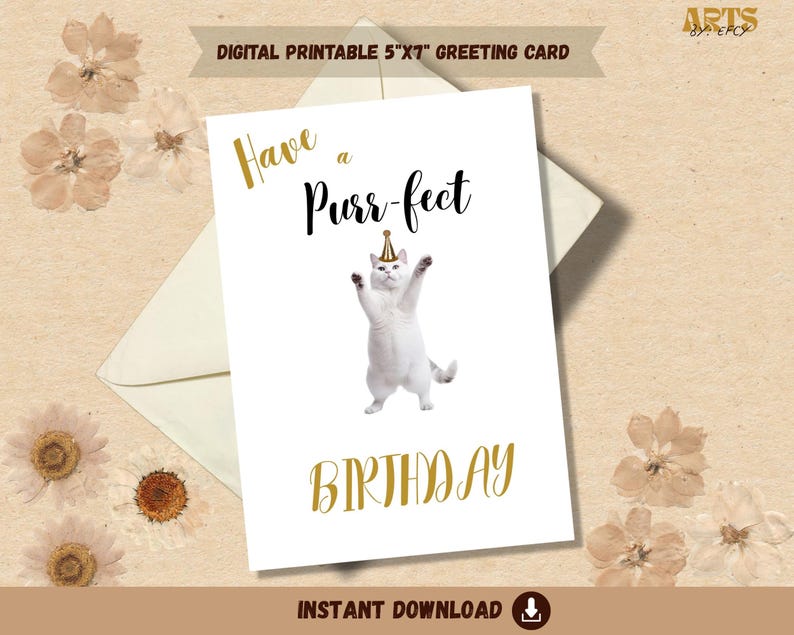 Printable Birthday Card Cat Birthday Card Funny Birthday Card Print at ...