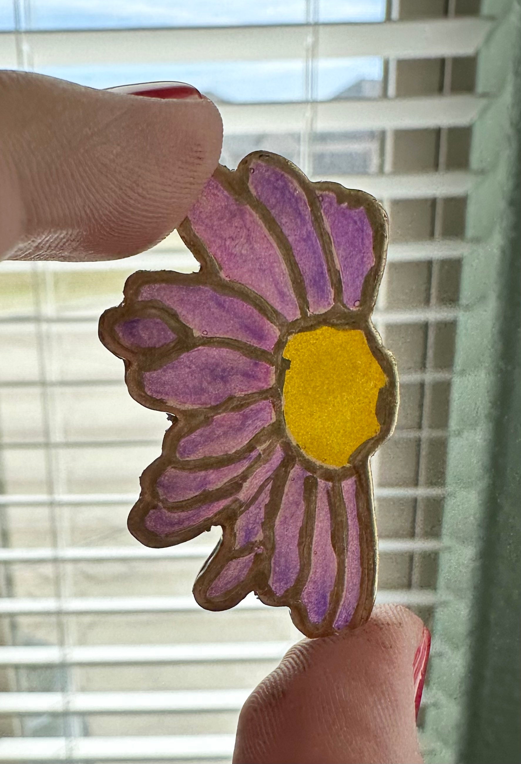 Polymer Clay Stained Glass Effect Flower Nickel Free Earrings - Purple ...