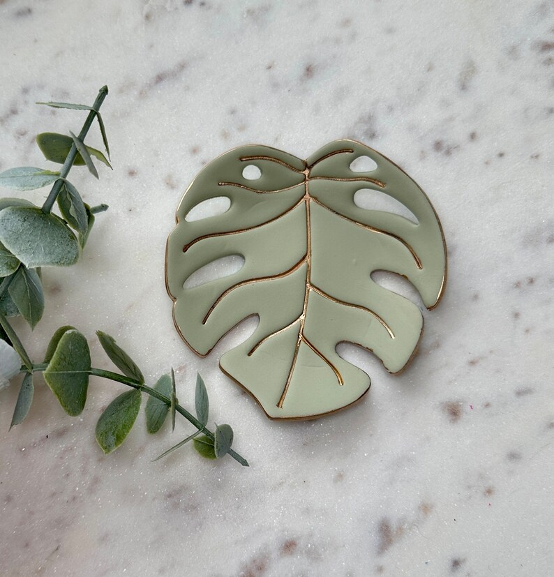 Monstera Leaf Trinket Tray - Monstera Leaf Ring Dish - Monstera Gold ...