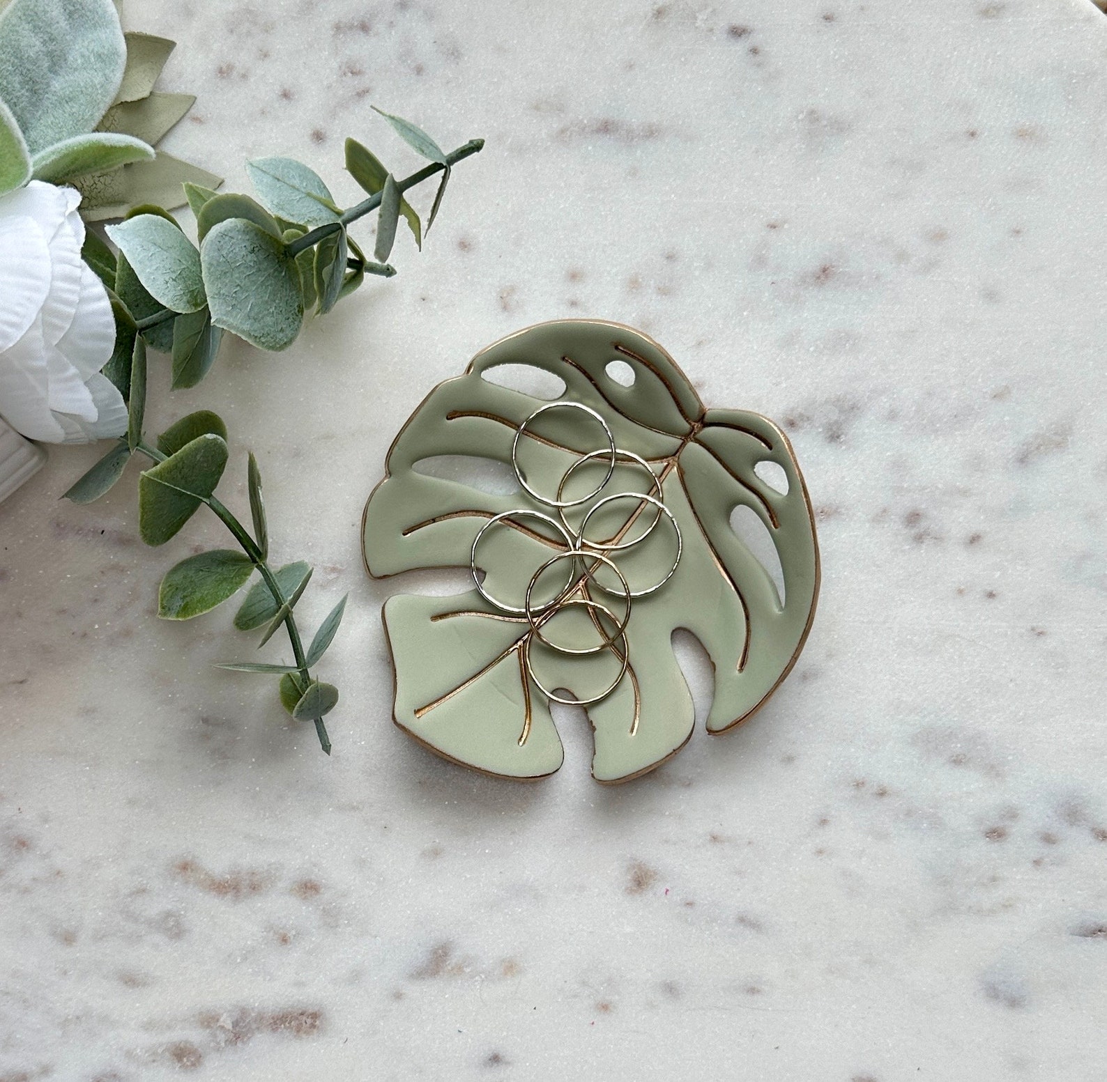 Monstera Leaf Trinket Tray - Monstera Leaf Ring Dish - Monstera Gold ...