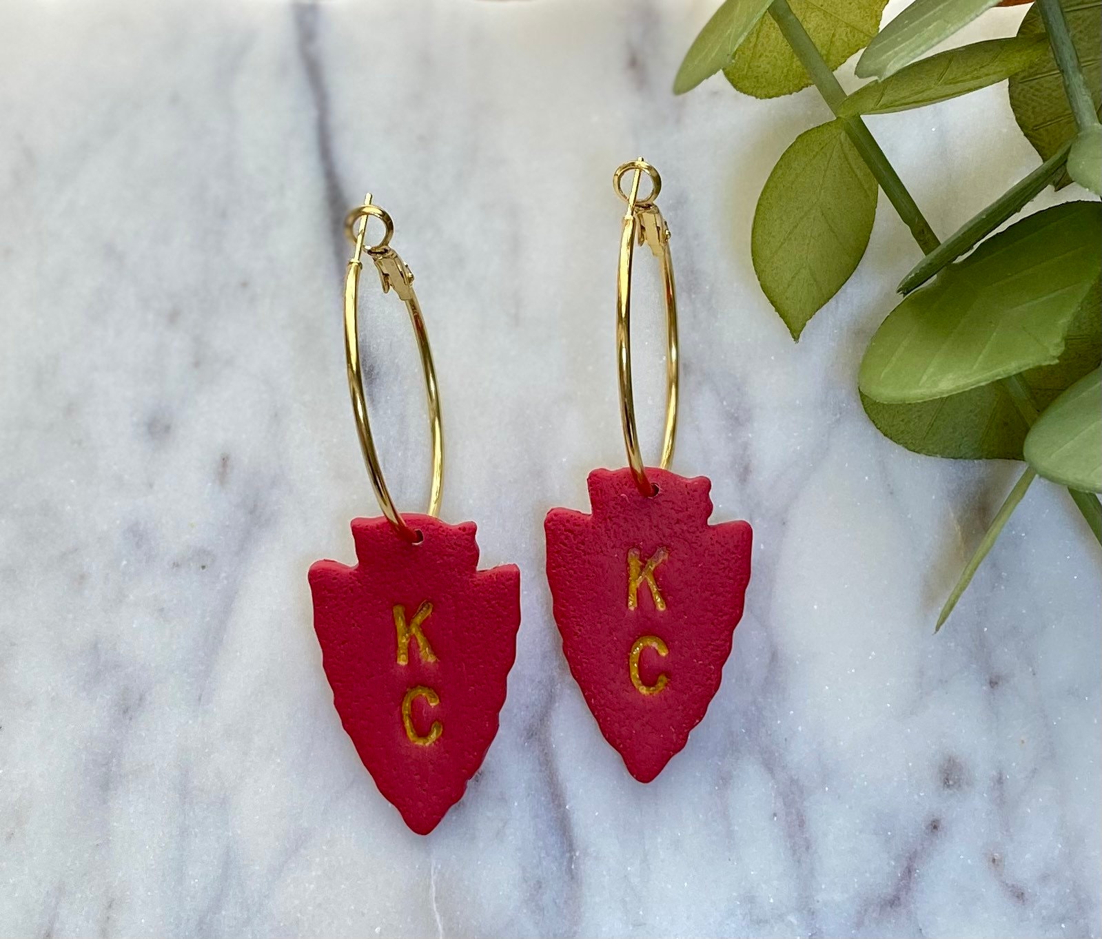 Kansas City Chiefs Embossed Arrowhead Hoop Earrings - Red - KC Earrings - Chiefs Earrings ...