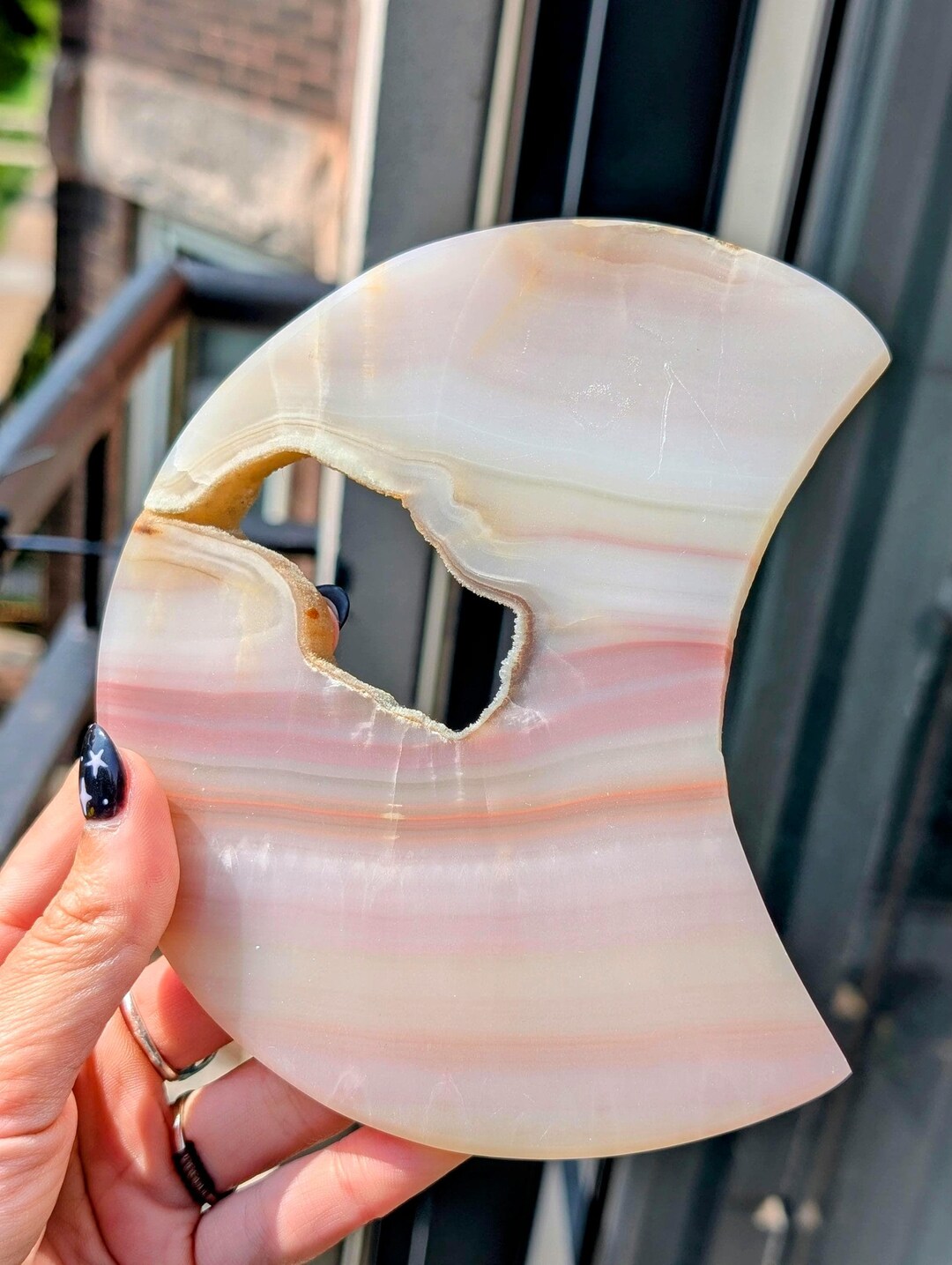 Pink Banded Calcite Moon | Emotional Clarity, Lunar Magic & Self-love ...