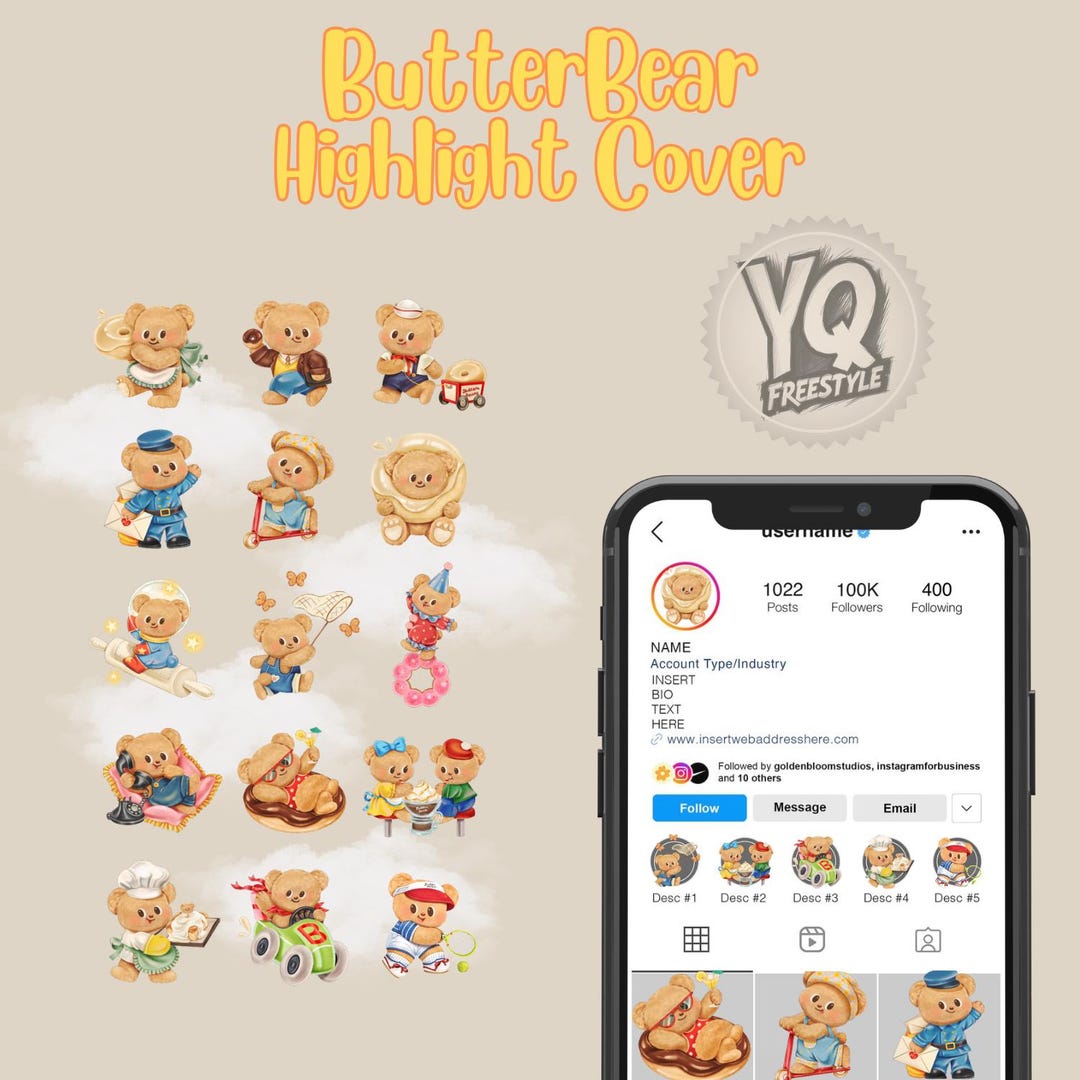 Butterbear Instagram Story Highlight Cover - Etsy