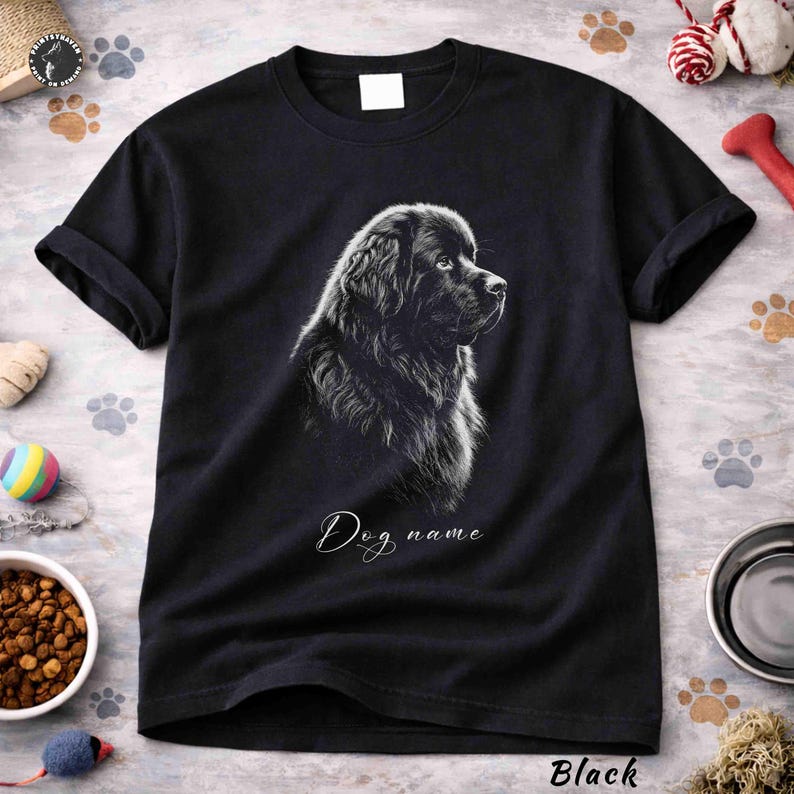 Newfoundland Dog Tee: Realistic Silhouette, Comfort Colors Unisex Shirt ...