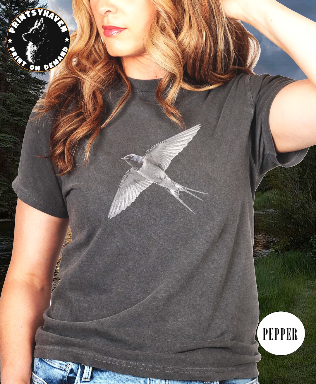 Swallow Bird Tee, Swallow Realistic Silhouette Unisex Comfort Colors T ...