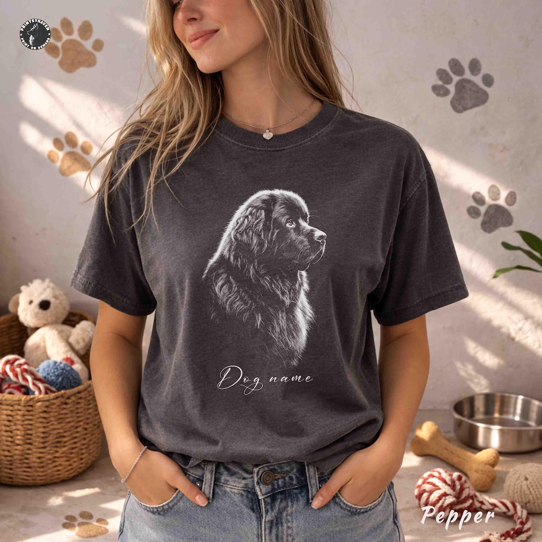 Newfoundland Dog Tee: Realistic Silhouette, Comfort Colors Unisex Shirt ...