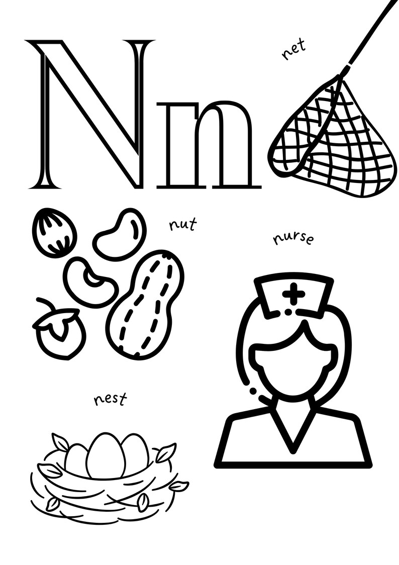 Printable Alphabet Coloring Sheets for Kids - Etsy