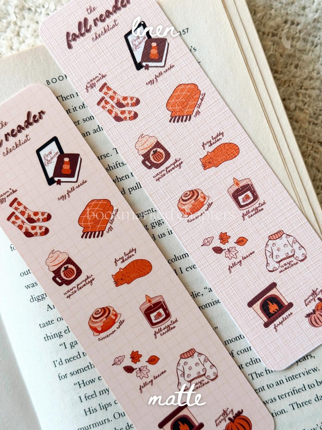 The Fall Reader Checklist | Cozy Autumn Bookmark | Book Lover Gift - Etsy