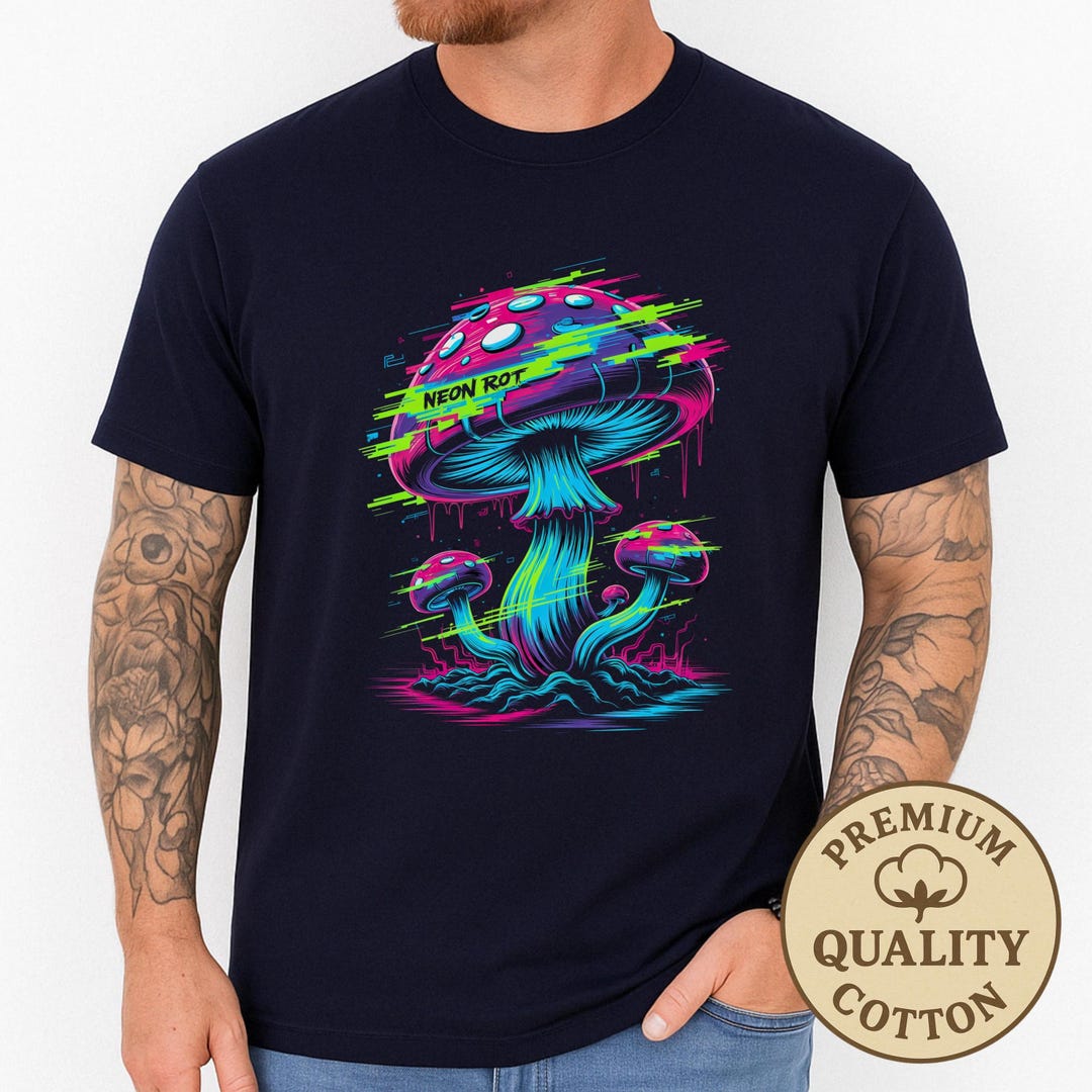Trippy Mushroom Graphic Shirt: Glitchcore Cyberpunk Rave Tee - Etsy