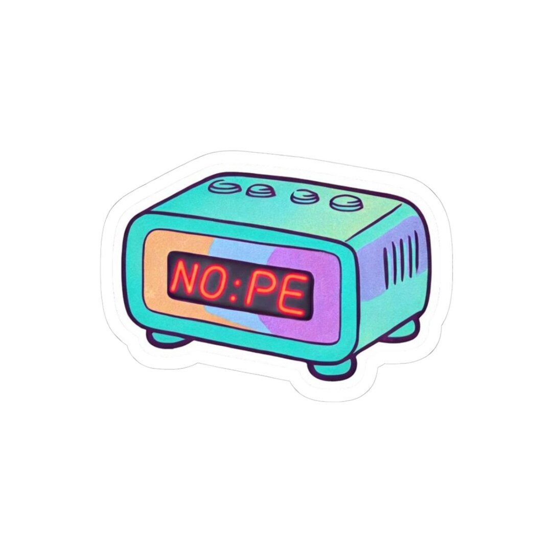 Colorful Retro Alarm Clock Kiss-cut Stickers | Unique Laptop Décor, Fun ...