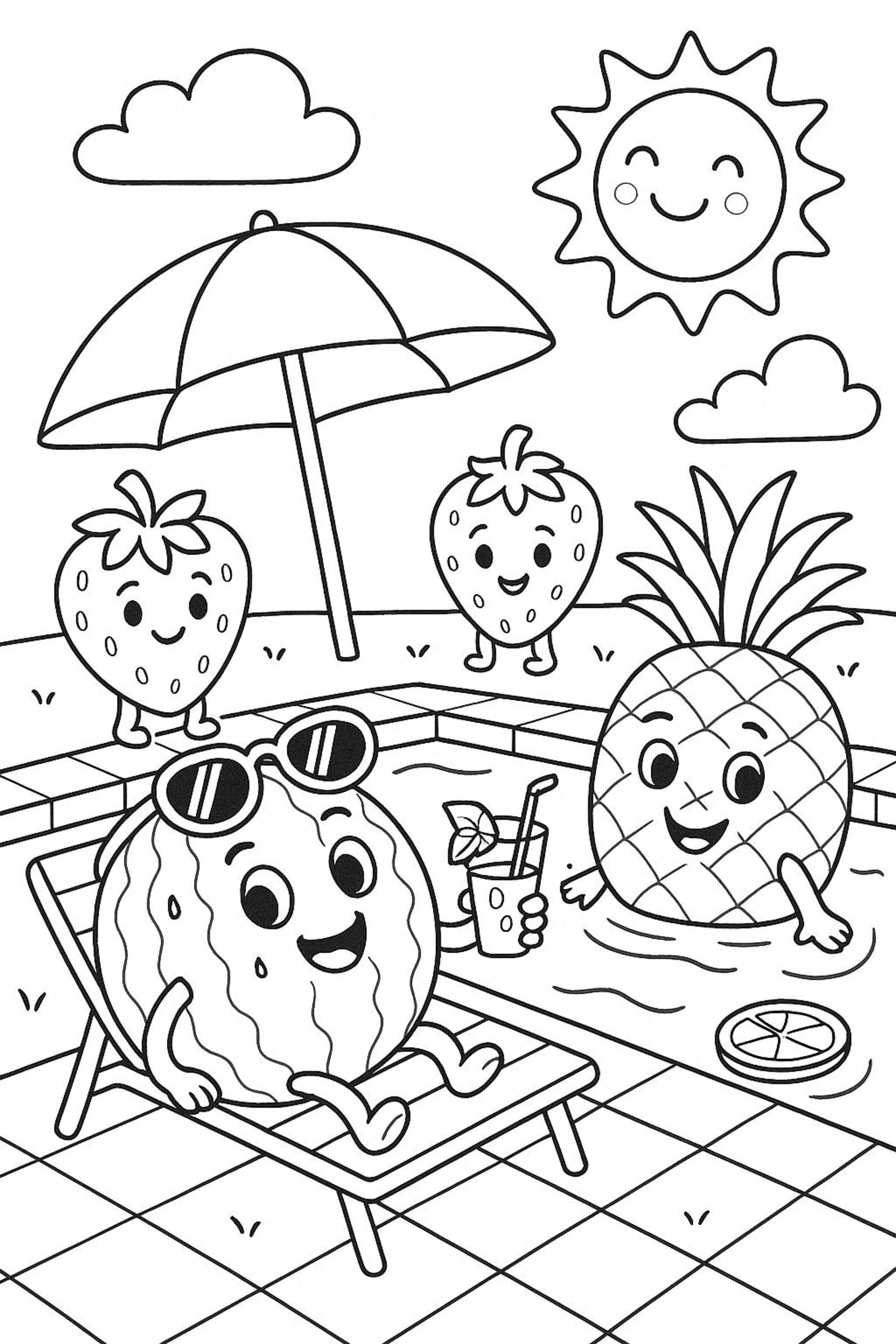 Summer Fruit Coloring Pages for Kids | Printable Fruit Activity | Fun ...