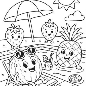 Summer Fruit Coloring Pages for Kids | Printable Fruit Activity | Fun ...