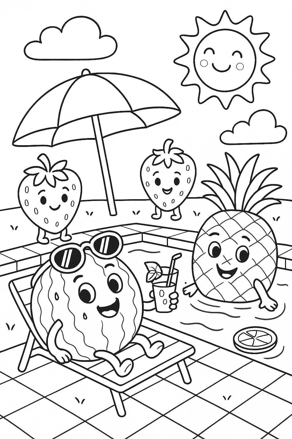 Summer Fruit Coloring Pages for Kids | Printable Fruit Activity | Fun ...
