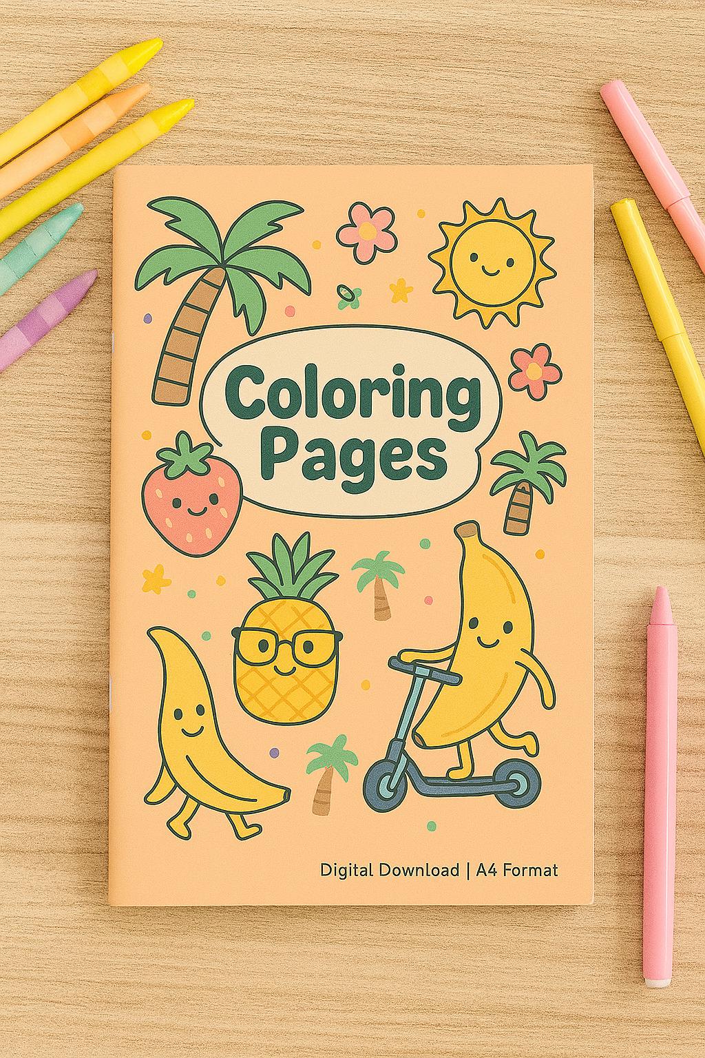 Summer Fruit Coloring Pages PDF | Printable Kids Activity | Cute Fruit ...