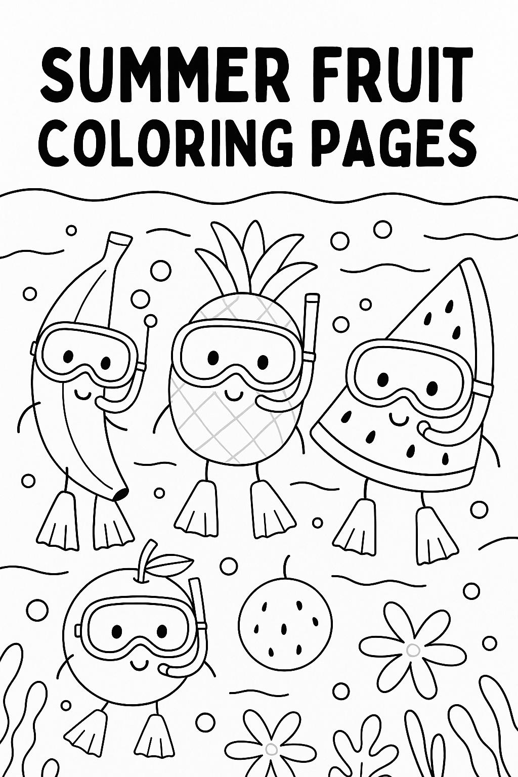 Summer Fruit Coloring Pages for Kids | Printable Fruit Activity | Fun ...