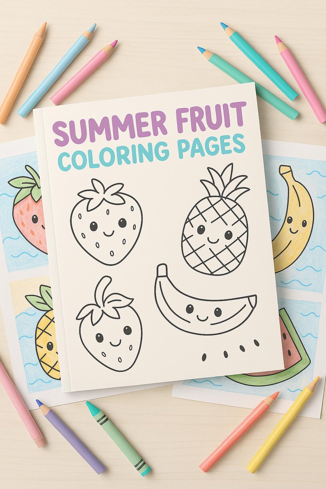 Summer Fruit Coloring Pages for Kids | Printable Fruit Activity | Fun ...