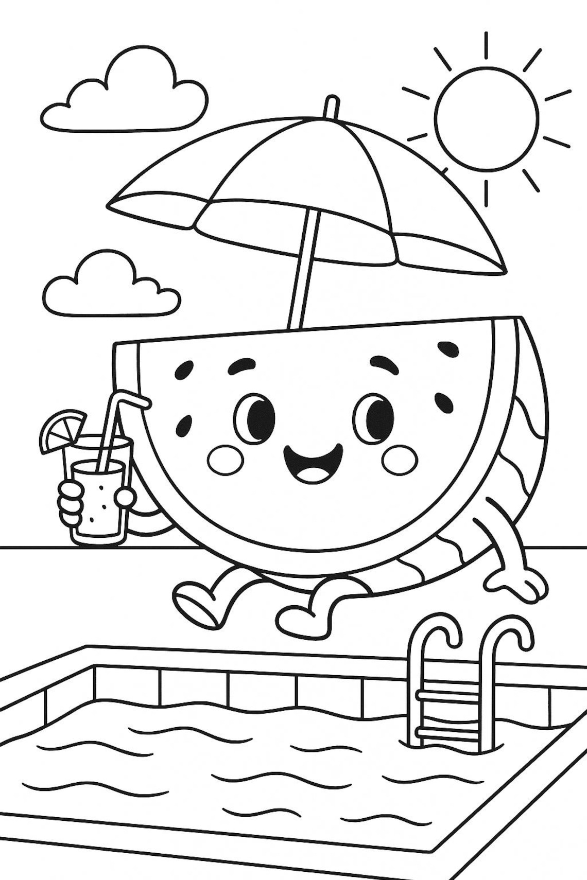 Summer Fruit Coloring Pages PDF | Printable Kids Activity | Cute Fruit ...