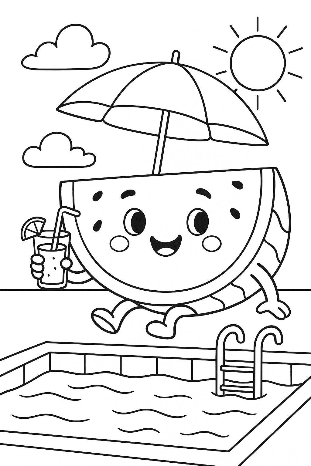 Summer Fruit Coloring Pages PDF | Printable Kids Activity | Cute Fruit ...