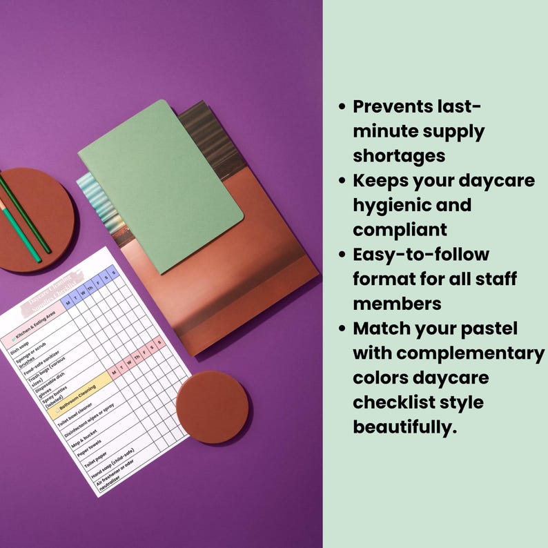 Pastel Day Care Cleaning Checklist,day Care Cleaning Schedule,childcare ...