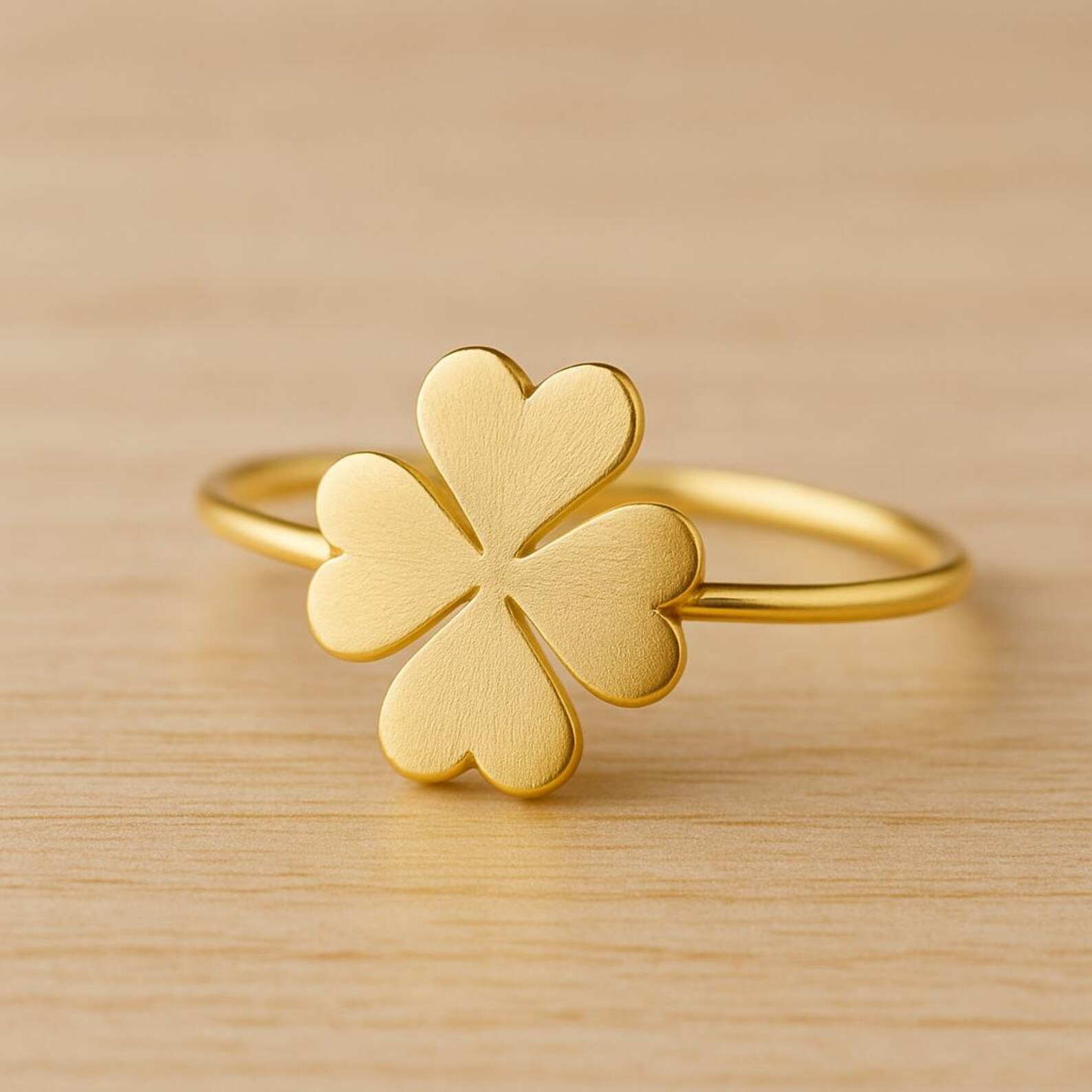 Four Leaf Clover Ring – 14K Solid Gold Lucky Charm Ring, Dainty ...