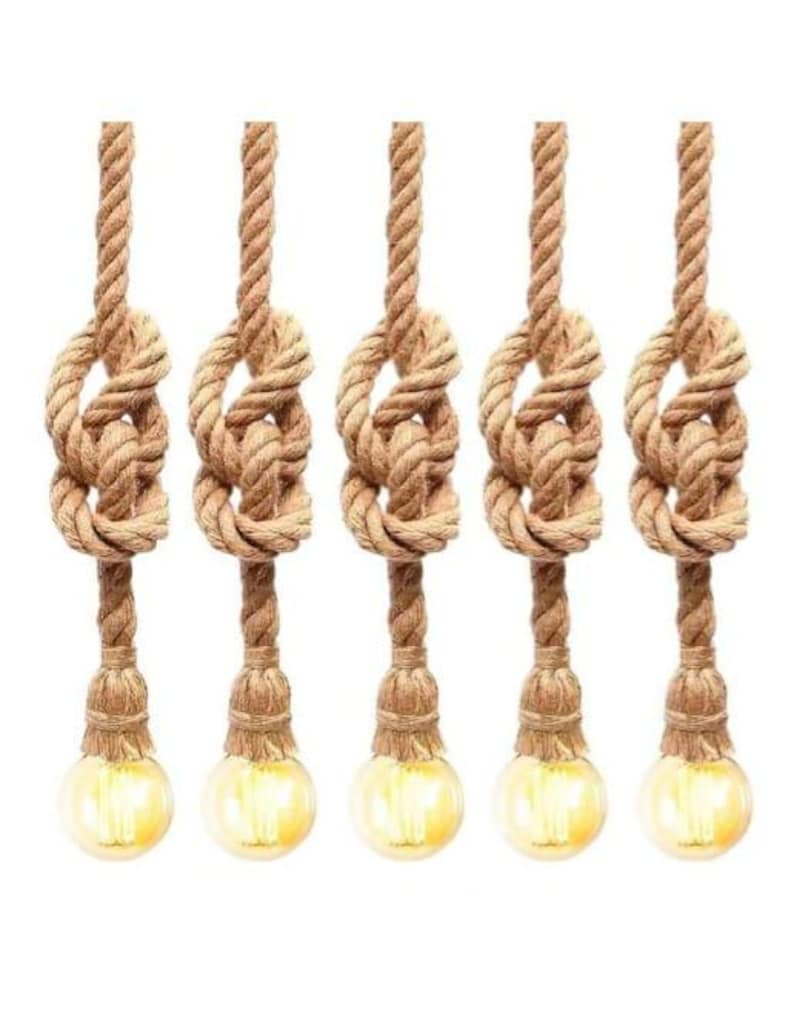 Handmade Hemp Rope Pendant Light: Rustic Farmhouse Lighting - Etsy