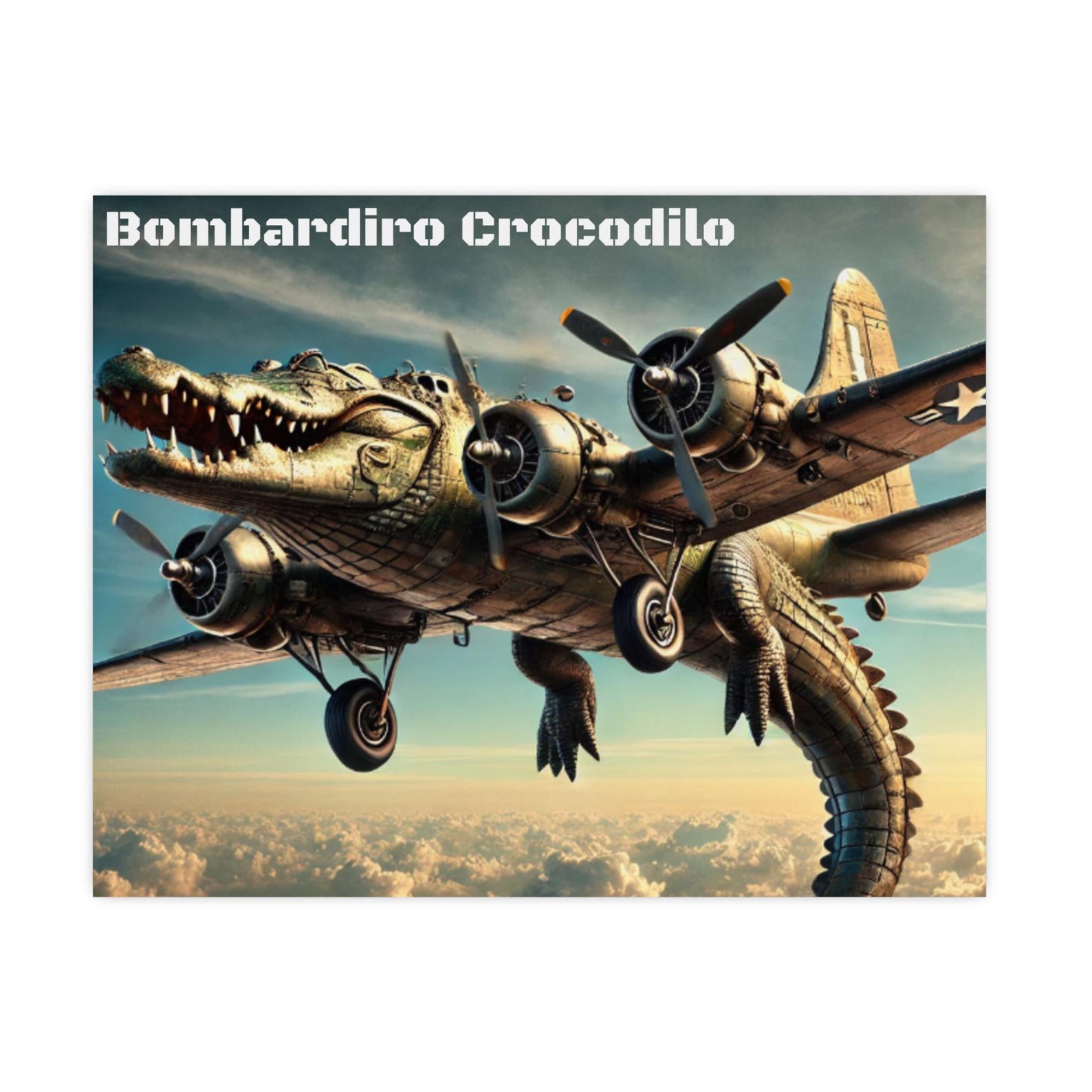 Poster Print, Bombardiro Crocodilo Vertical and Horizontal Matte ...