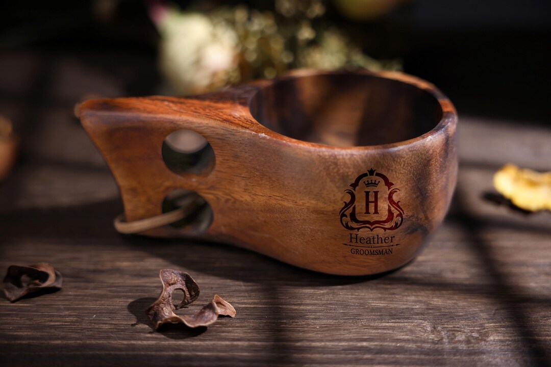Custom Engraved Wooden Kuksa Mug, Coffee Cup, Milk Tea Cup, Rustic ...