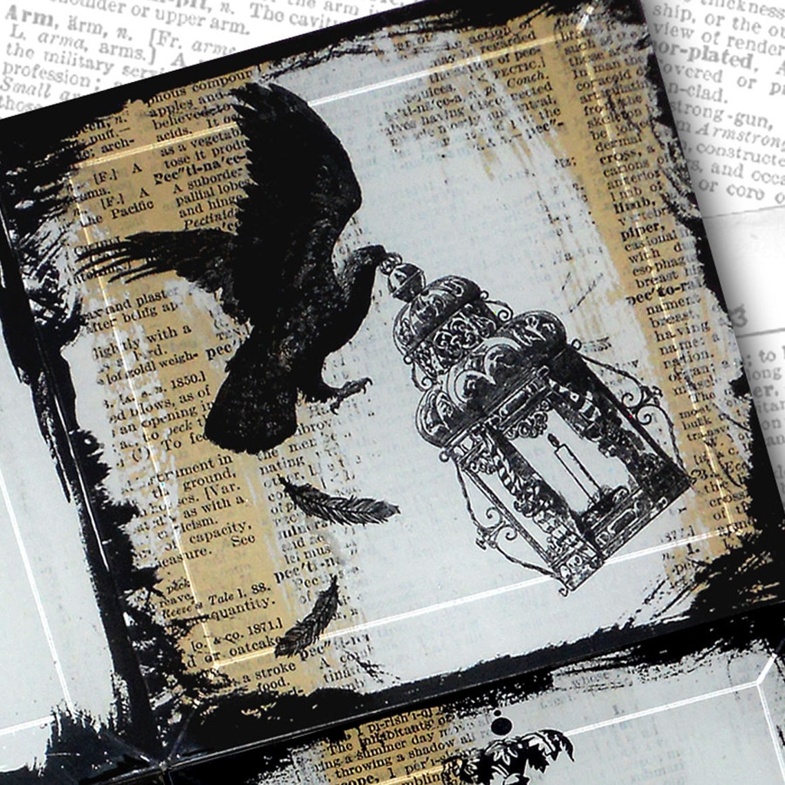 Black Bird Chandelier Candelabra Birdcage Glass Coaster Set - Etsy