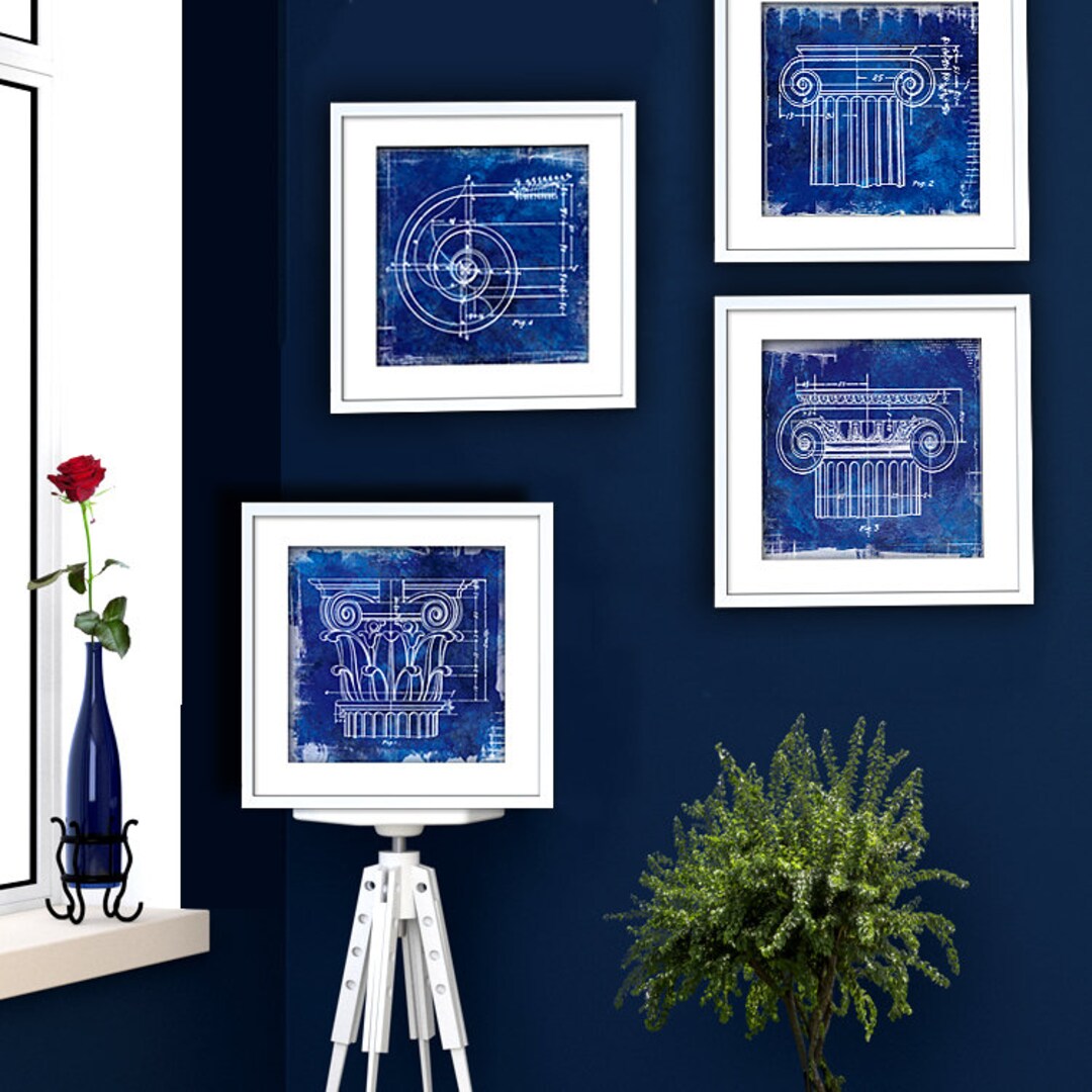 Architectural Column Blueprint Style Art Prints Original Art - Etsy