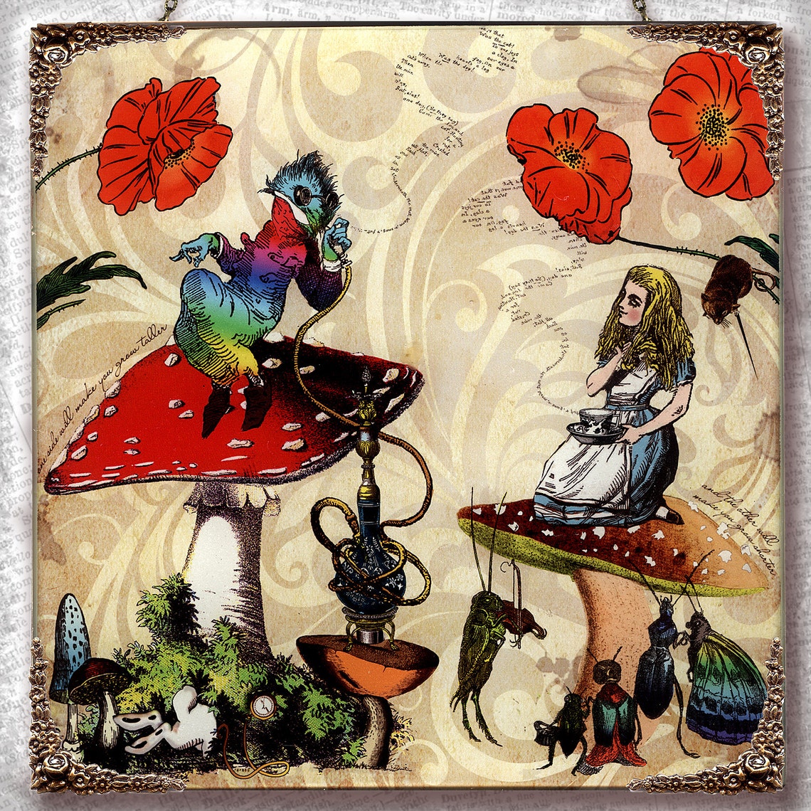 Alice Hookah Garden Party Glass Wall Decor Original Handmade - Etsy