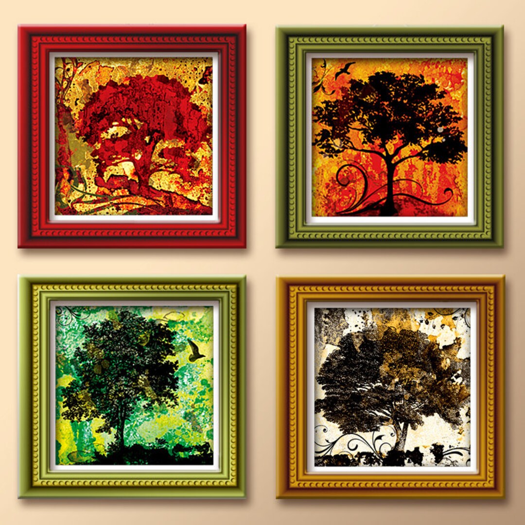 Four Seasons Art Prints Original Art 5 to 12 Inch Square Art - Etsy
