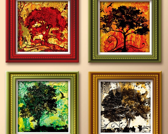 Four Seasons Art Prints - Original Art 5 to 12 Inch Square Art Prints ...