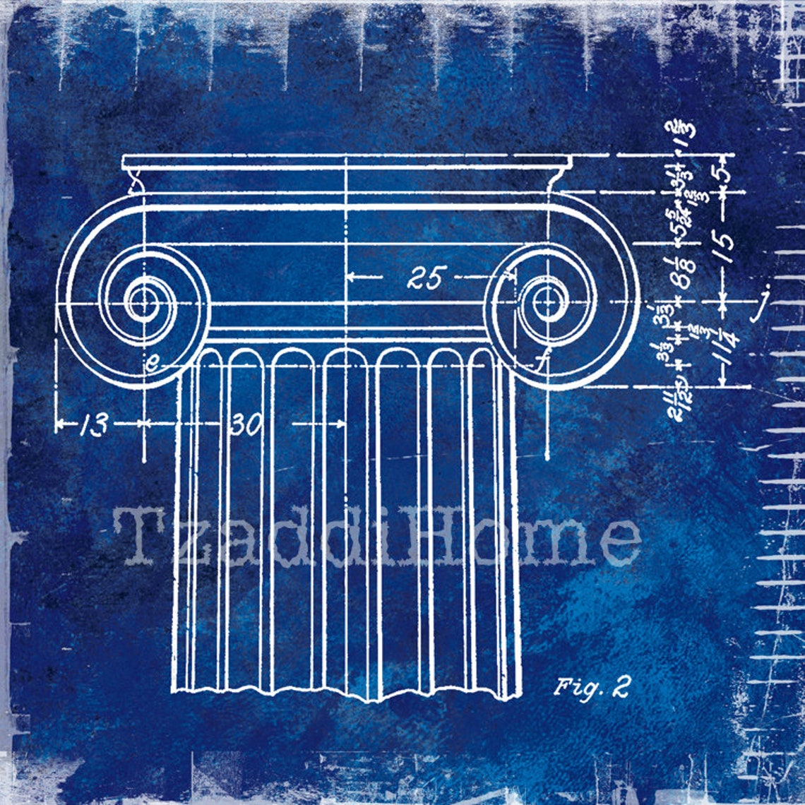 Architectural Column Blueprint Style Art Prints Original Art - Etsy