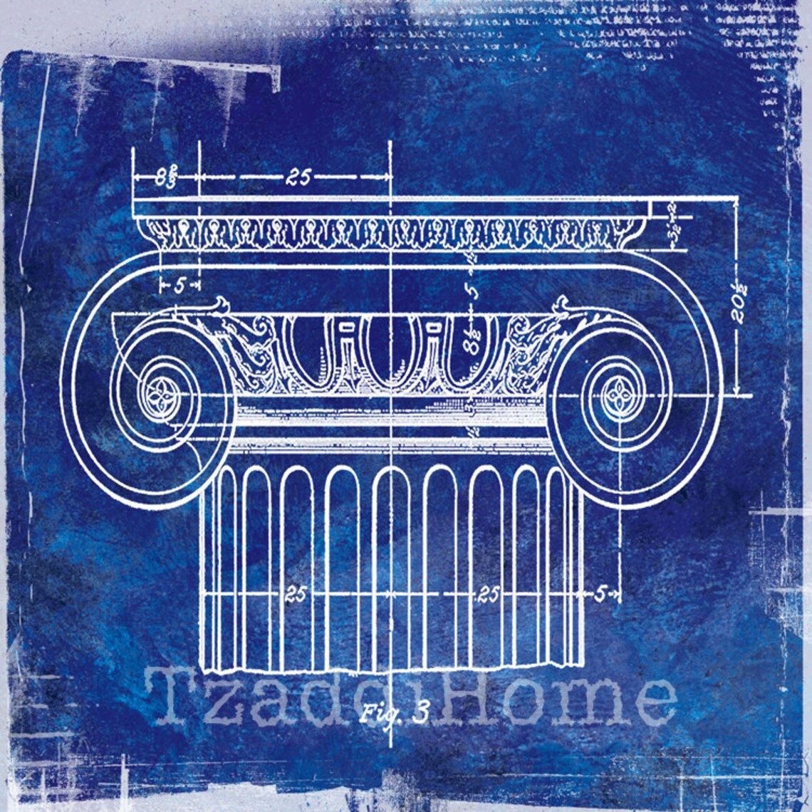 Architectural Column Blueprint Style Art Prints Original Art | Etsy