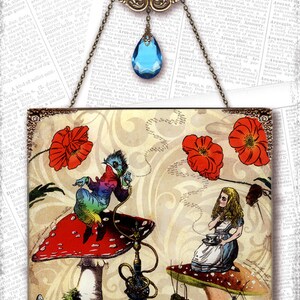 Alice Hookah Garden Party Glass Wall Decor Original Handmade | Etsy