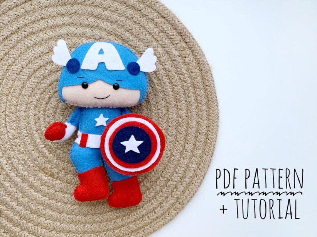 Captain America PDF Pattern Ornament Superheroes DIY Felt Easy Sewing ...