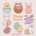 Happy Easter Digital Sticker Set - 8 Printable Stickers for Easter ...