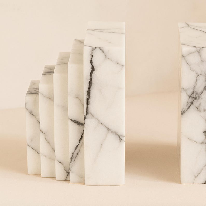 Cutom Sızes Calacatta Viola Marble Natural Stone Bookends – Stepped ...