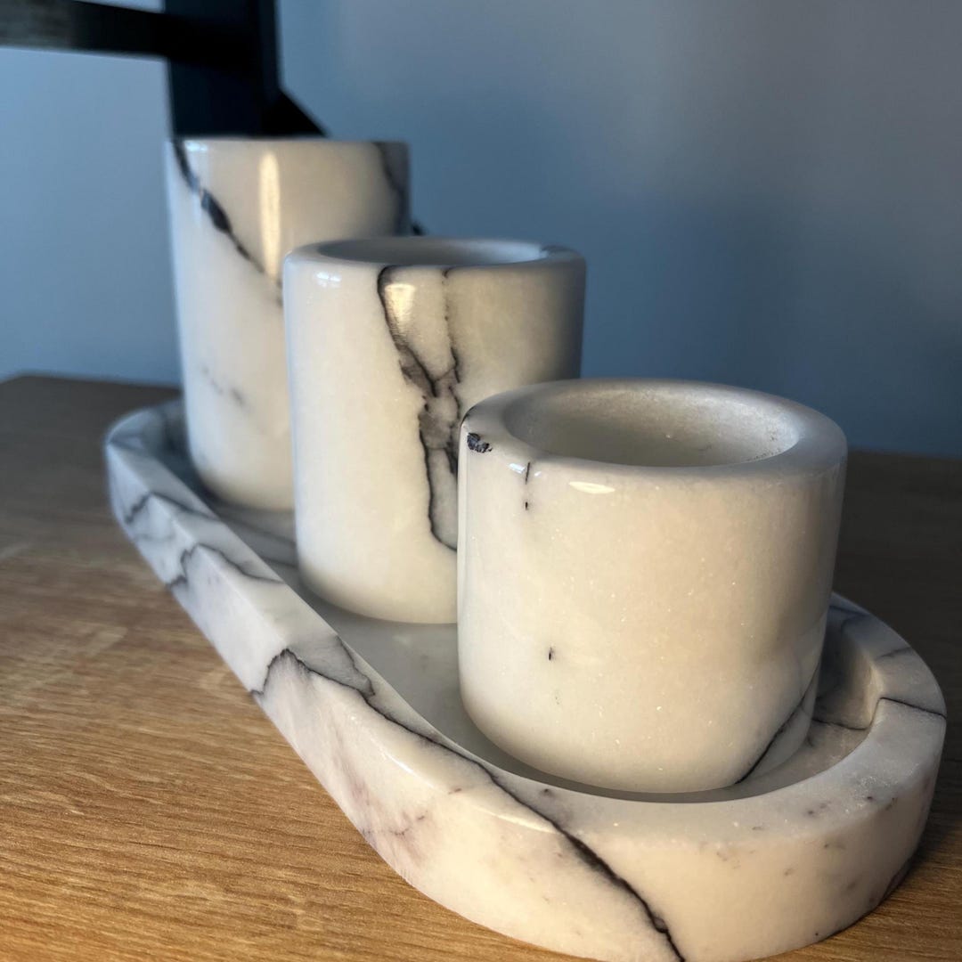 Set of Calacatta Viole Marble Candle New Office Gift: Modern Home Decor ...