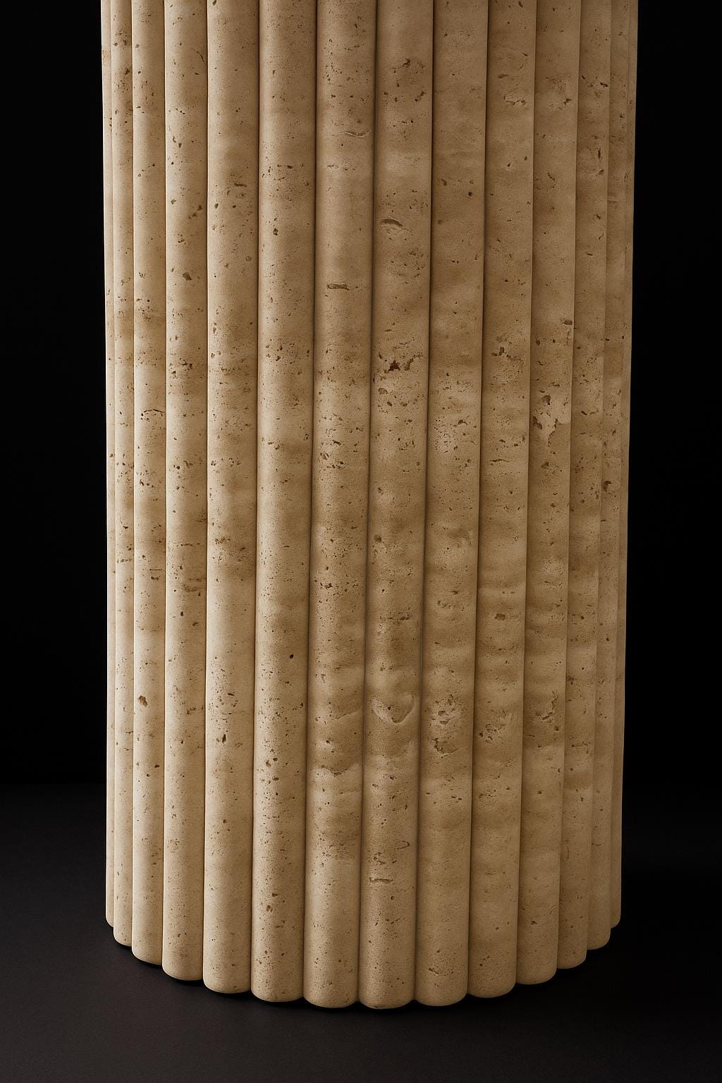 Travertine Fluted Column Side Table, Natural Stone Pedestal Decor Stand ...