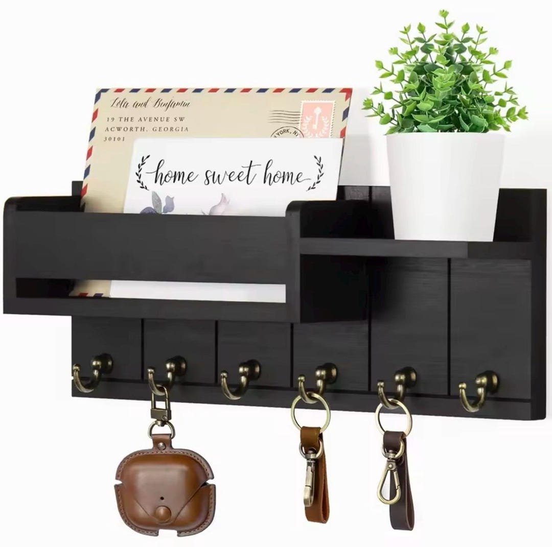 Wall Mounted Mail and Key Holder With Shelf – Entryway Organizer With ...