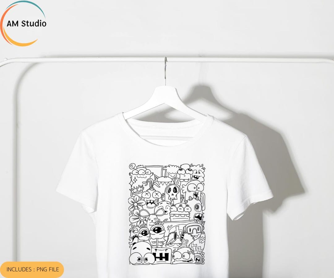 Fun & Quirky Line Art T-shirt PNG | Digital Download Abstact Niches - Etsy