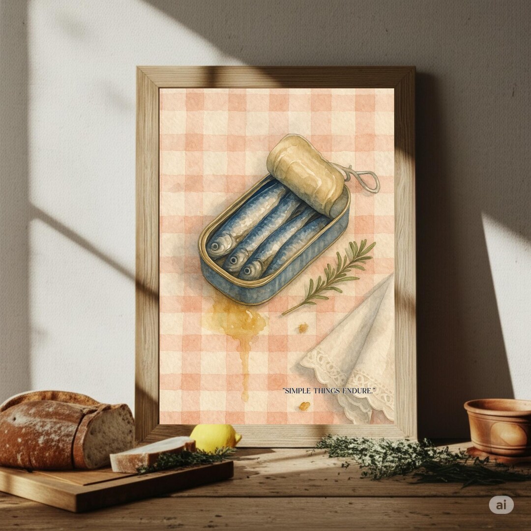 Vintage Sardine Can Poster – Mediterranean Kitchen Wall Art – Slow Life ...
