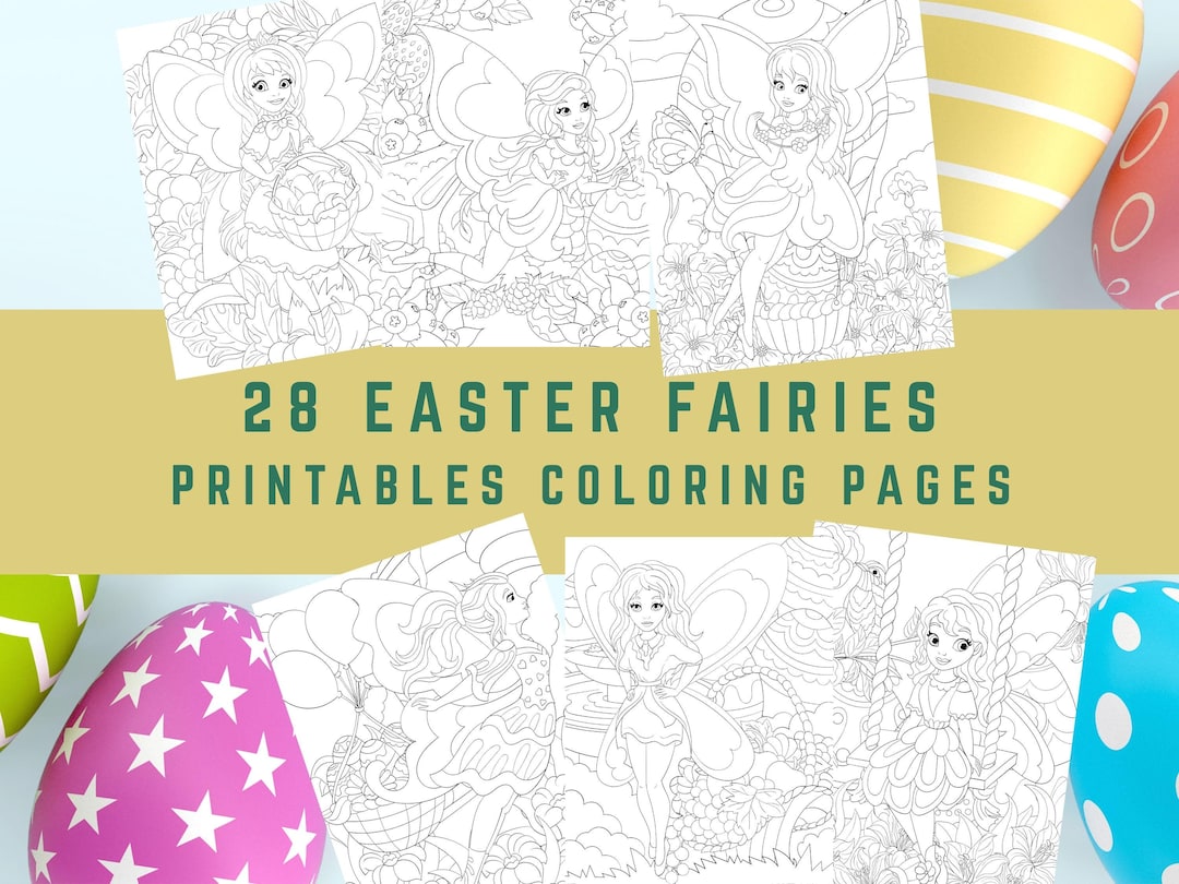 Easter Coloring Printables for Cute Fairy Designs - Etsy