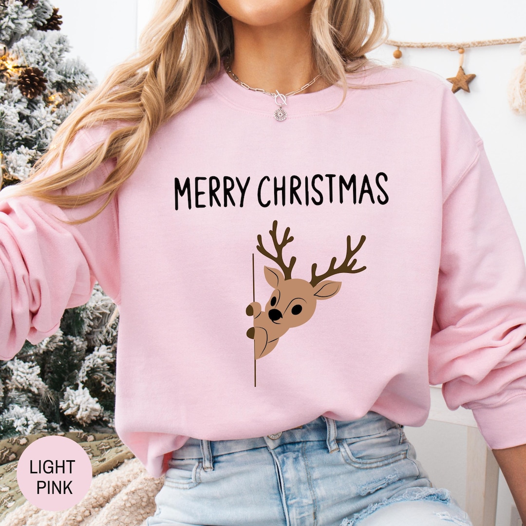 Retro Reindeer Christmas Sweatshirt: Baby Deer Holiday Sweater - Etsy