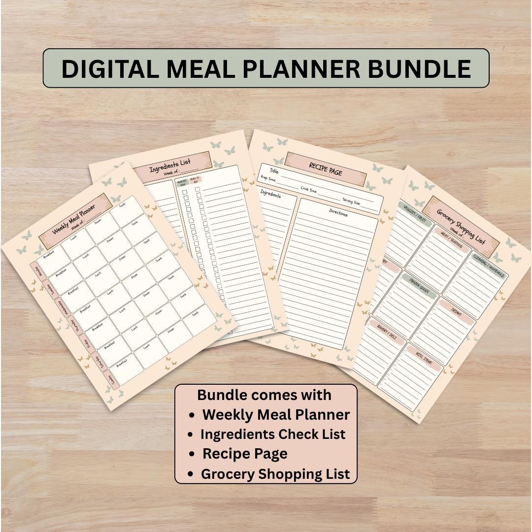 Weekly Digital Meal Planner | Printable Meal Planner | Perfect for ...