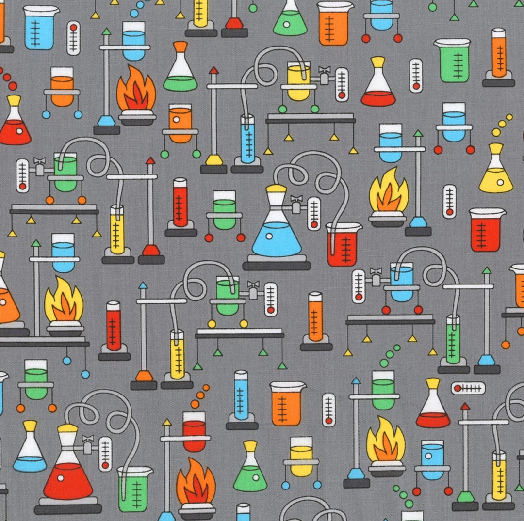 Robert Kaufman Fabrics - Science Fair 2 - Beakers, Flasks & Test Tubes ...