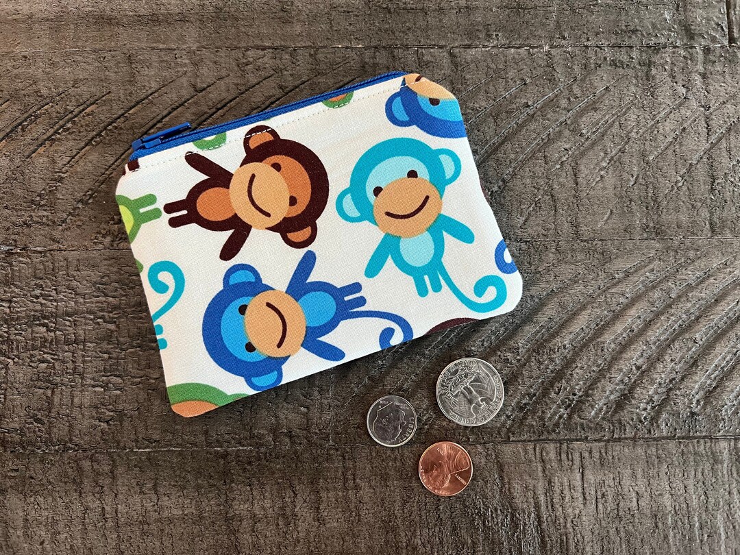 Mini Zipper Pouch Monkey, 3 1/2 X 5 Perfect Size for Change, Pills ...