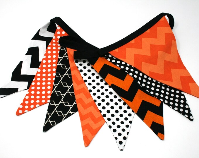 Halloween Fabric Bunting Banner Flags, Halloween Decor, Halloween ...